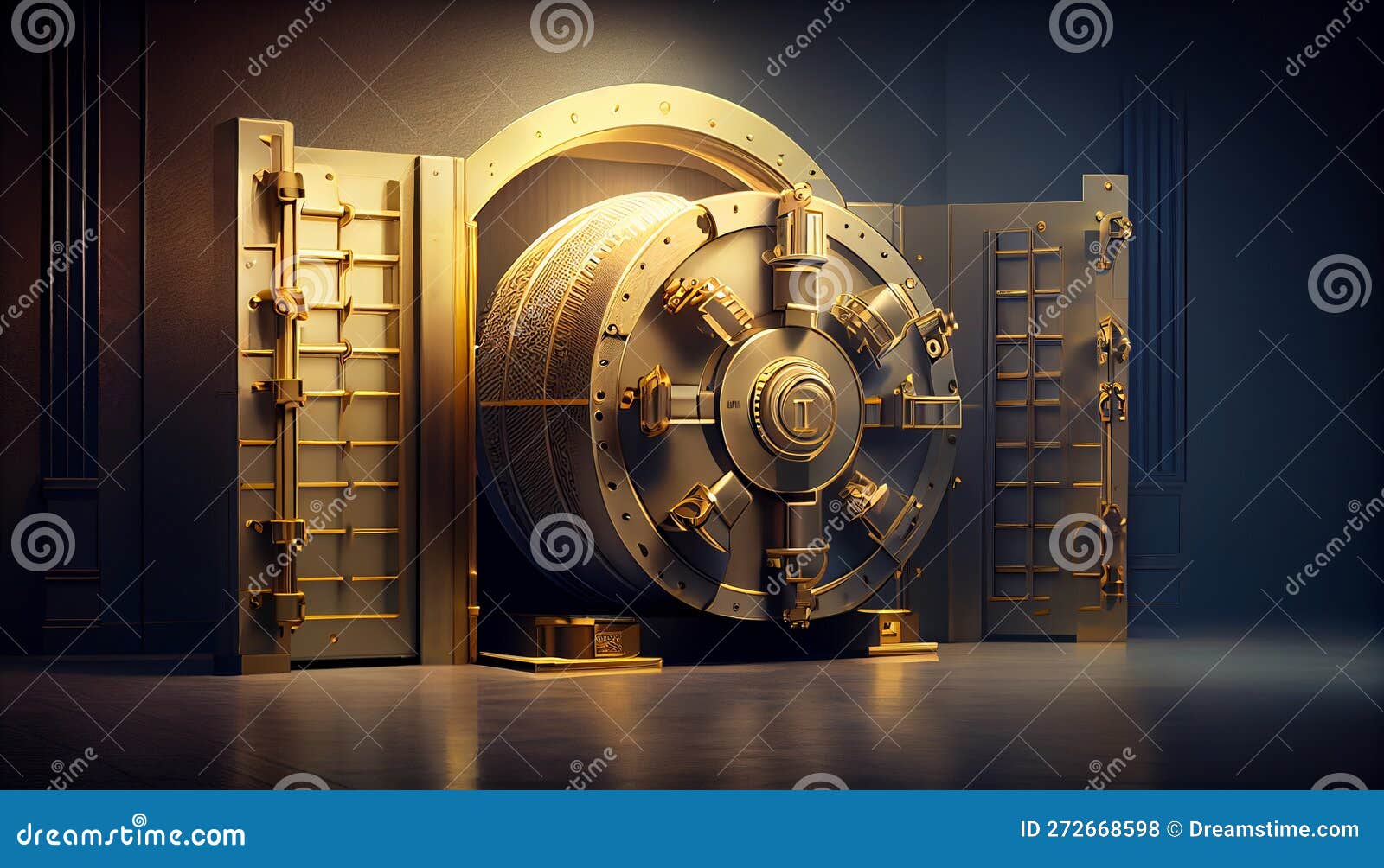 Gold Bank Vault Door with a Combination Lock. Generative Ai Stock ...