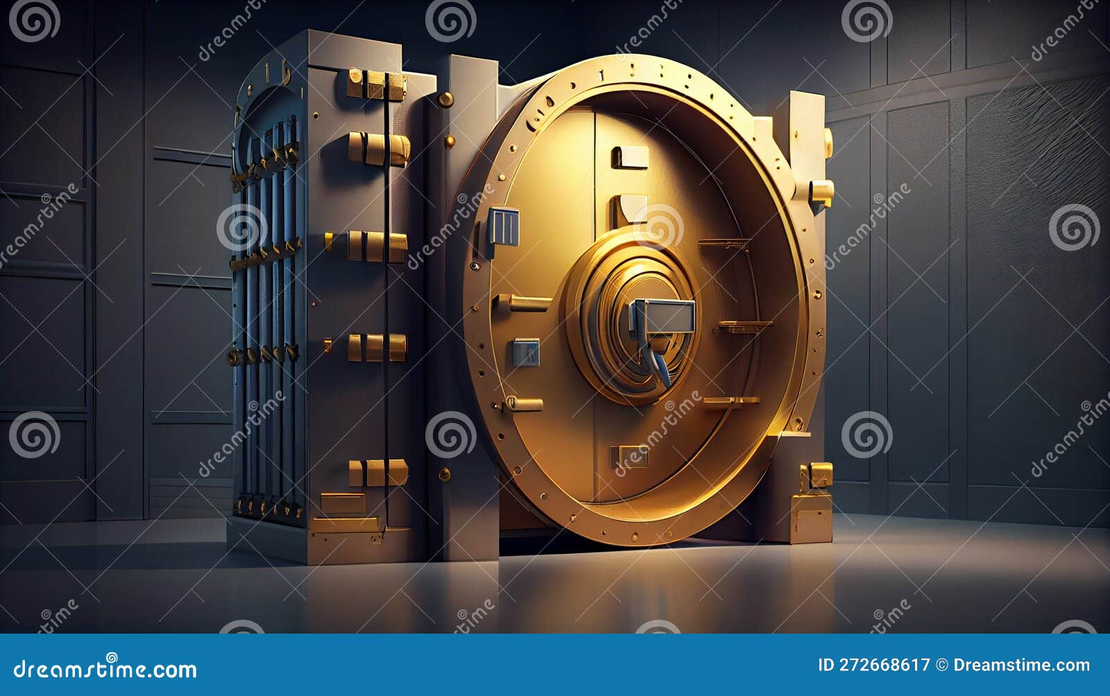 Gold Bank Vault Door with a Combination Lock. Generative Ai Stock ...