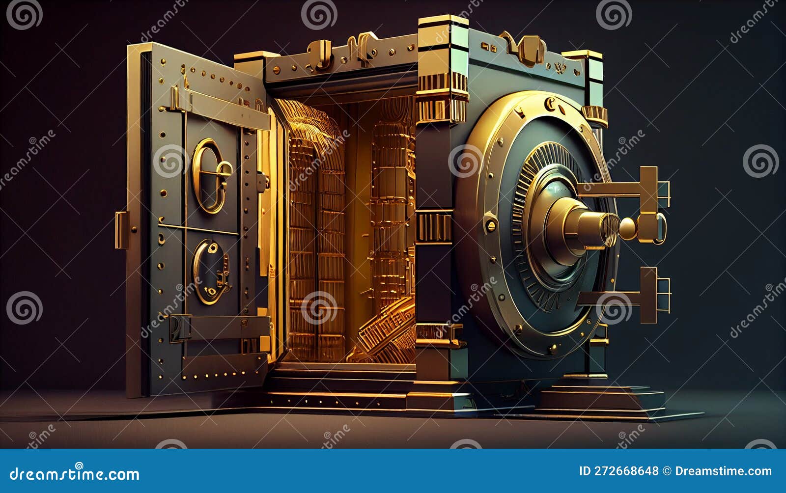 Gold Bank Vault Door with a Combination Lock. Generative Ai Stock Photo ...