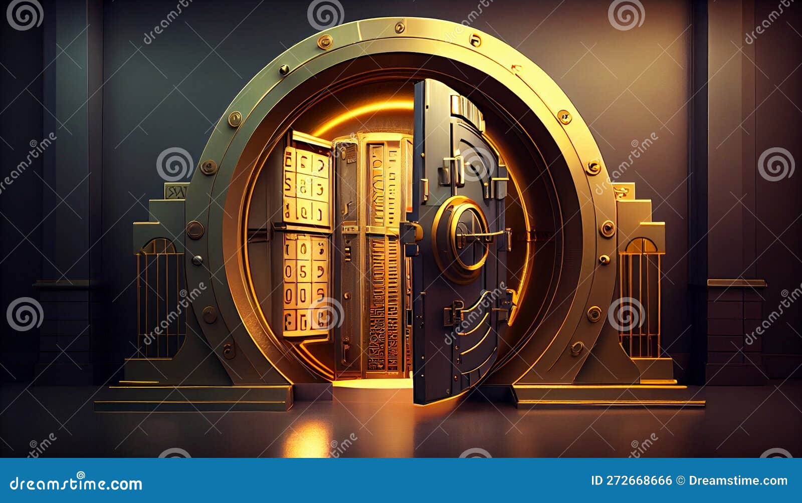 Gold Bank Vault Door with a Combination Lock. Generative Ai Stock ...