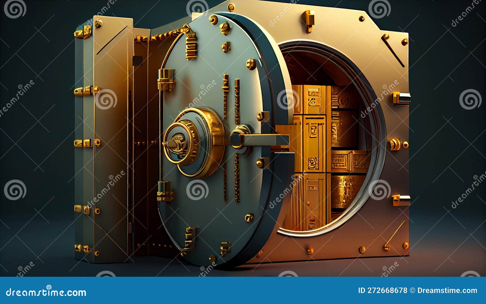Gold Bank Vault Door with a Combination Lock. Generative Ai Stock ...