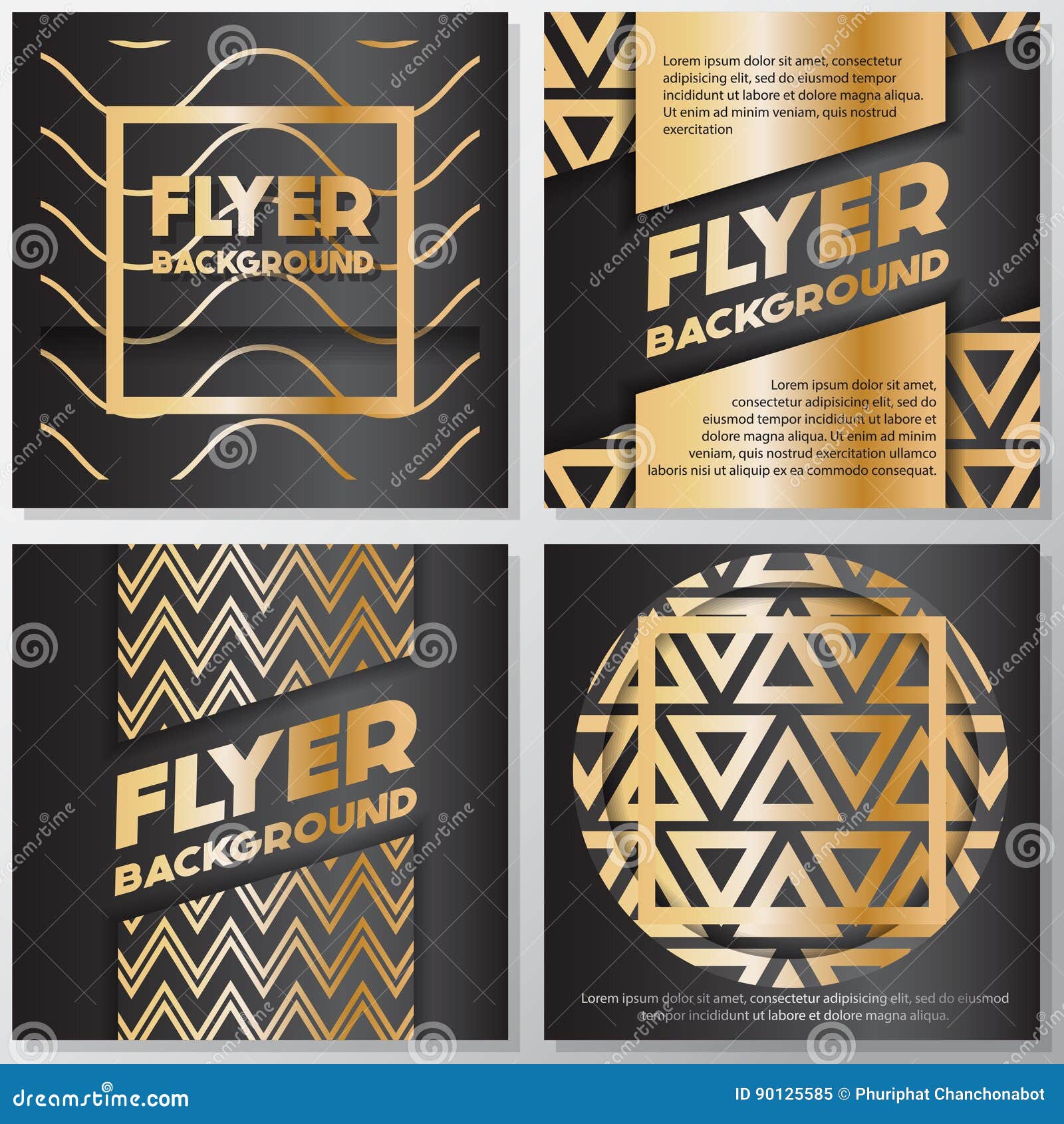 Gold Banner Background Flyer Style Design Template Stock Vector ...