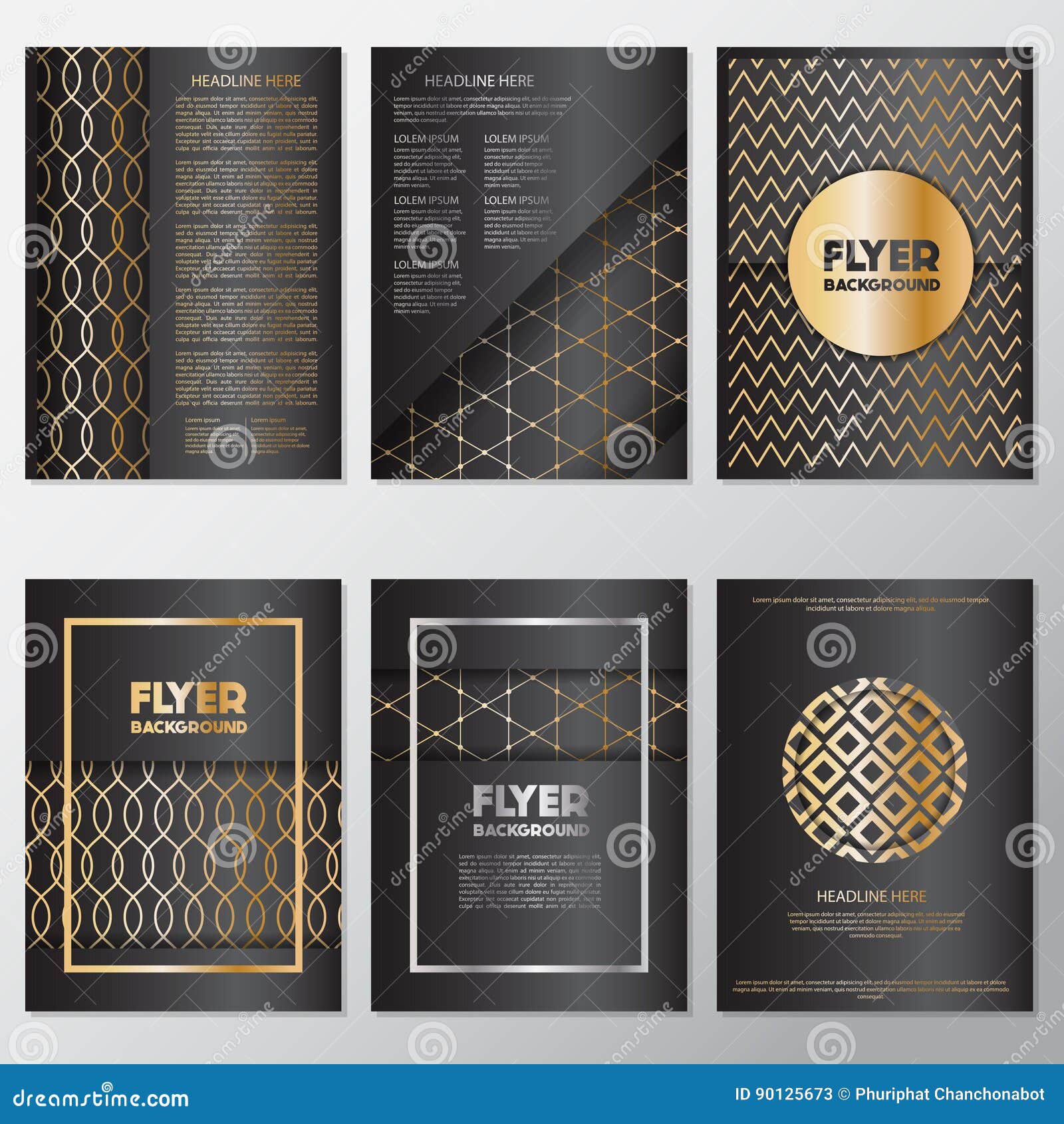Gold Banner Background Flyer Style Design Template Stock Vector ...