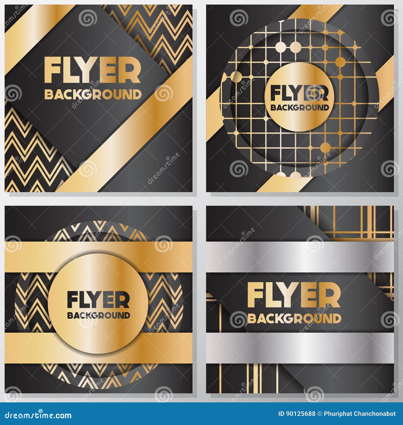 Gold Banner Background Flyer Style Design Template Stock Vector ...