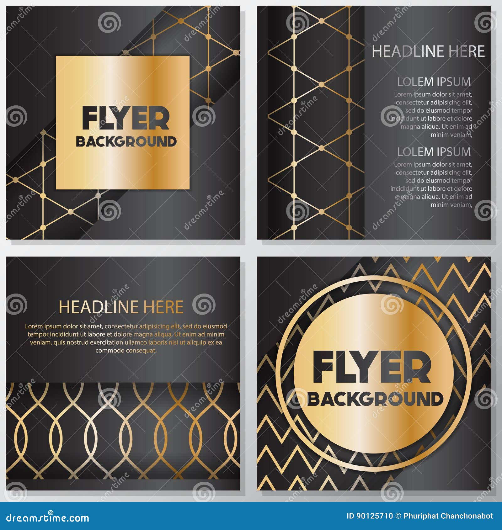 Gold Banner Background Flyer Style Design Template Stock Vector ...
