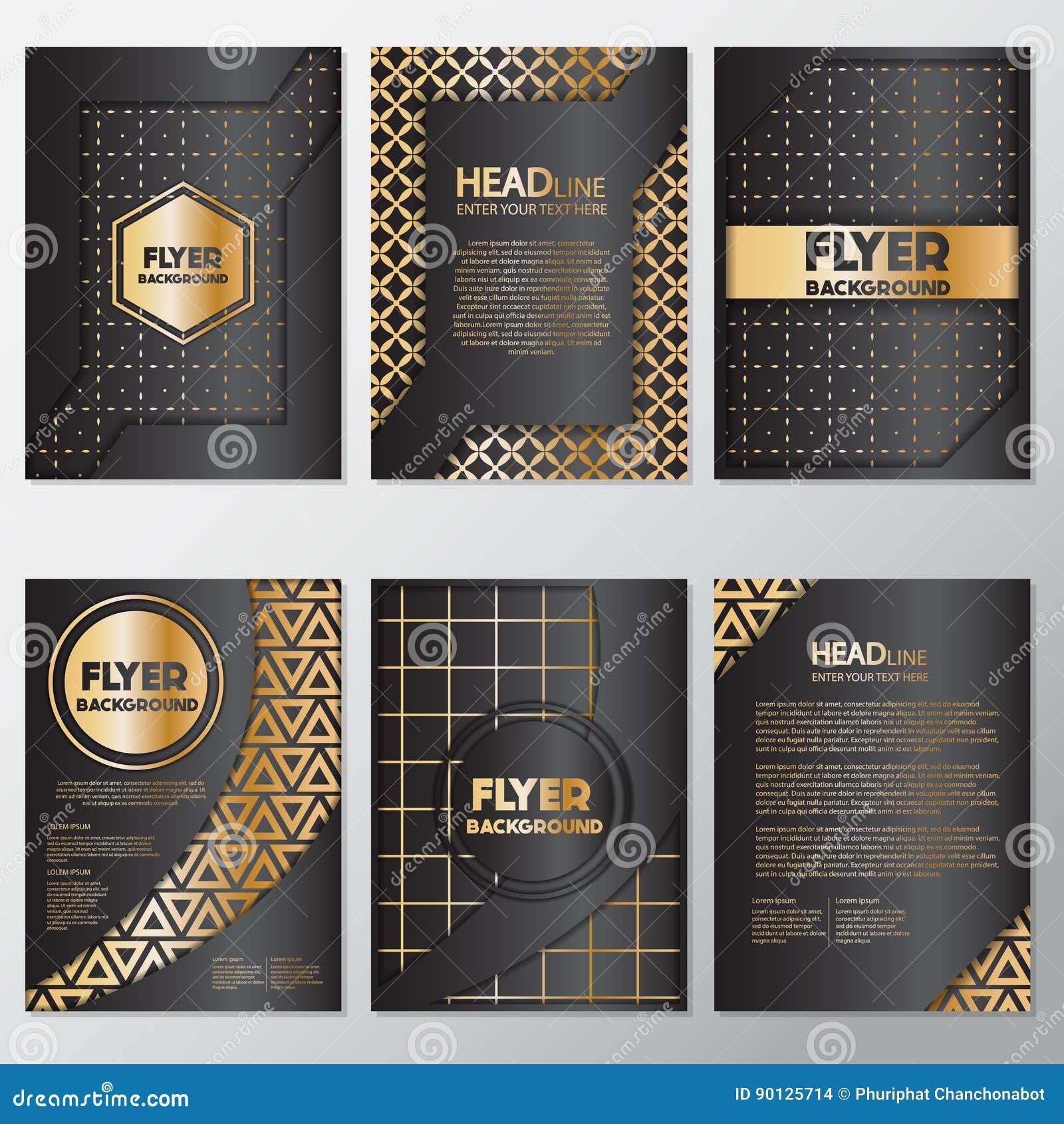 Gold Banner Background Flyer Style Design Template Stock Vector ...