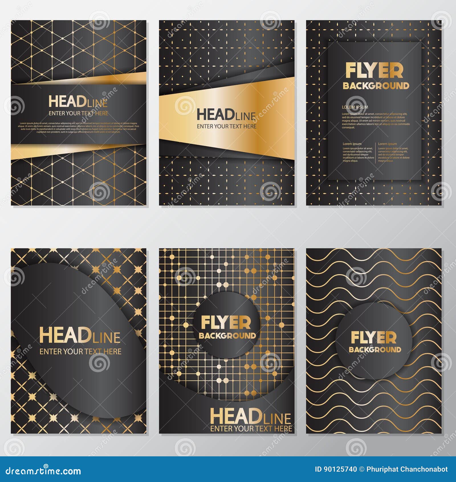 Gold Banner Background Flyer Style Design Template Stock Vector ...