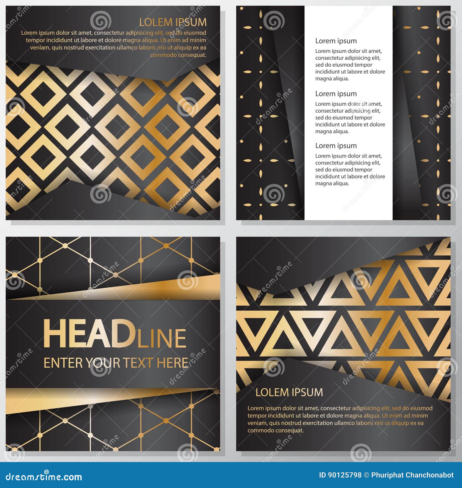 Gold Banner Background Flyer Style Design Template Stock Vector ...