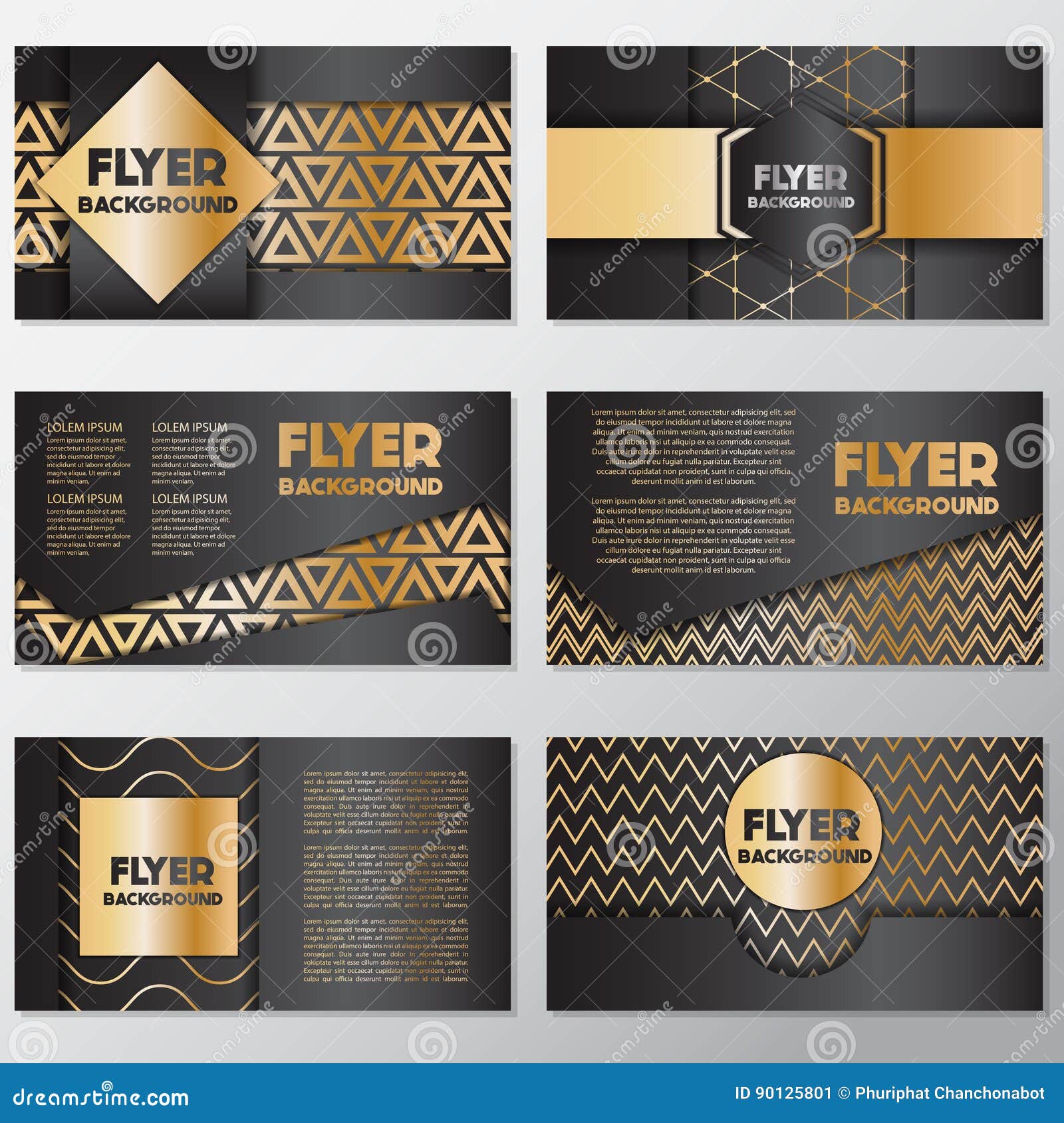 Gold Banner Background Flyer Style Design Template Stock Vector ...