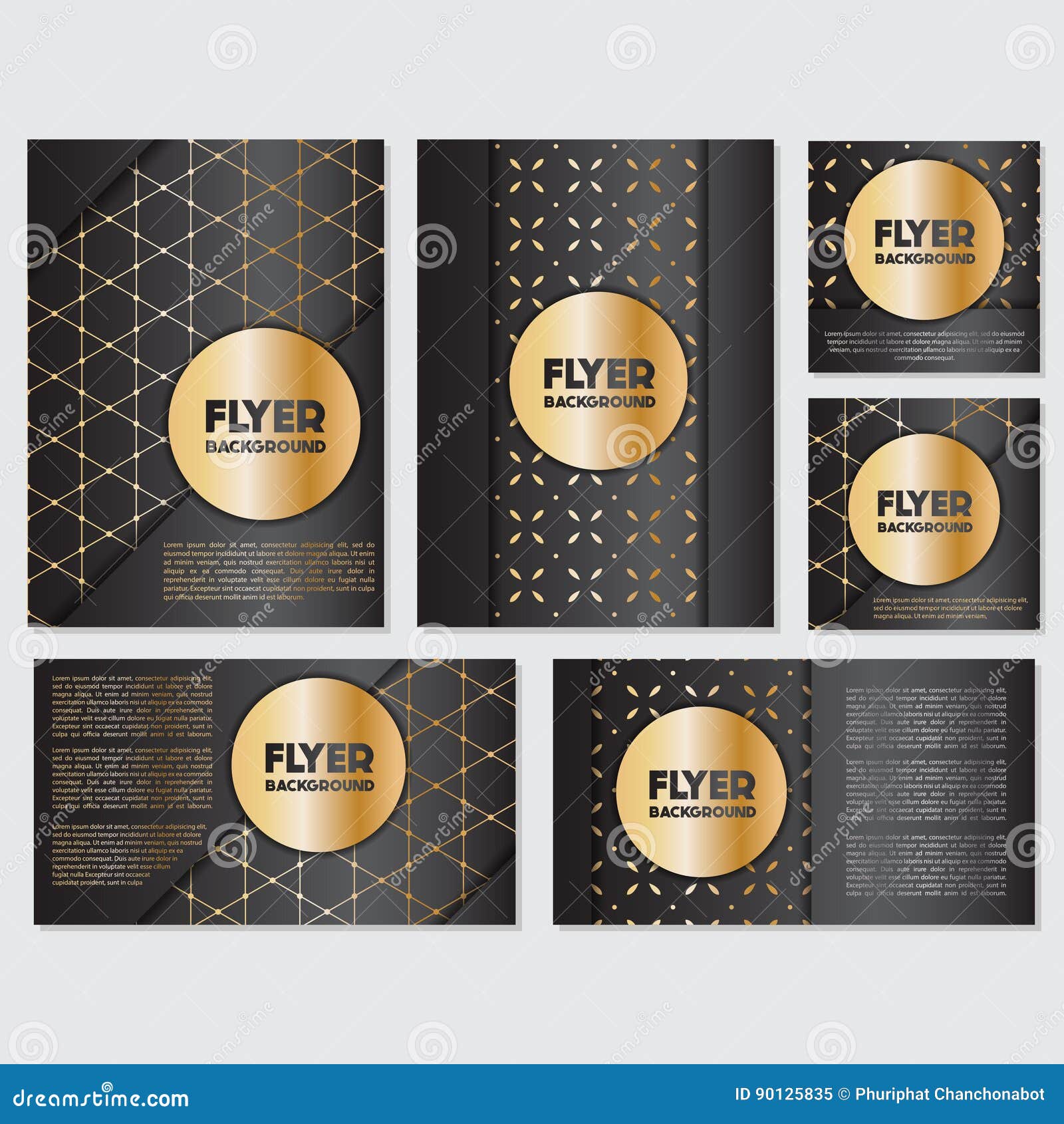 Gold Banner Background Flyer Style Design Template Stock Vector ...