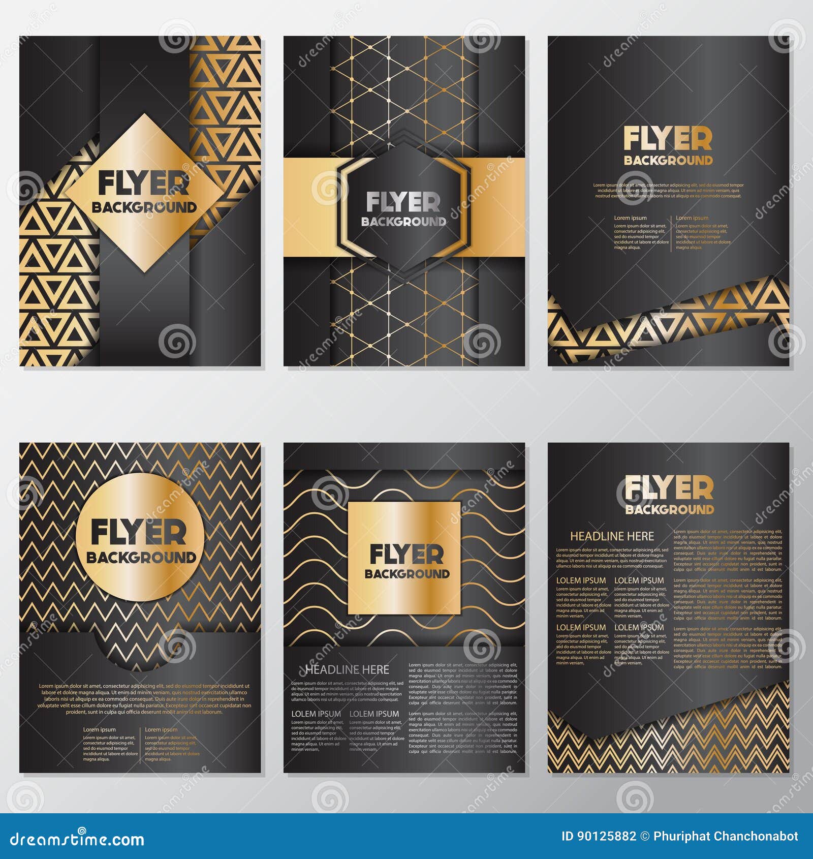 Gold Banner Background Flyer Style Design Template Stock Vector ...