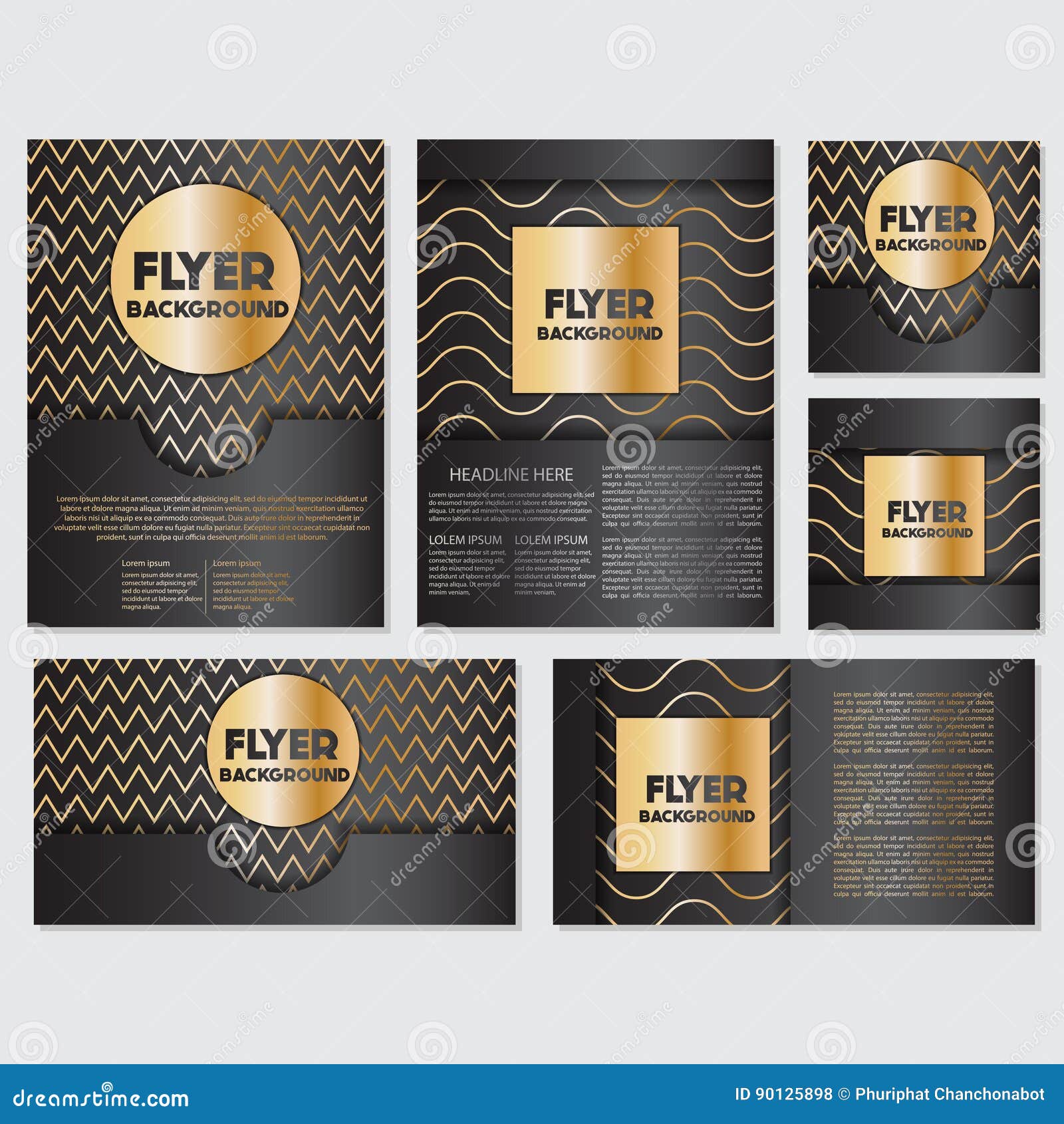 Gold Banner Background Flyer Style Design Template Stock Vector ...