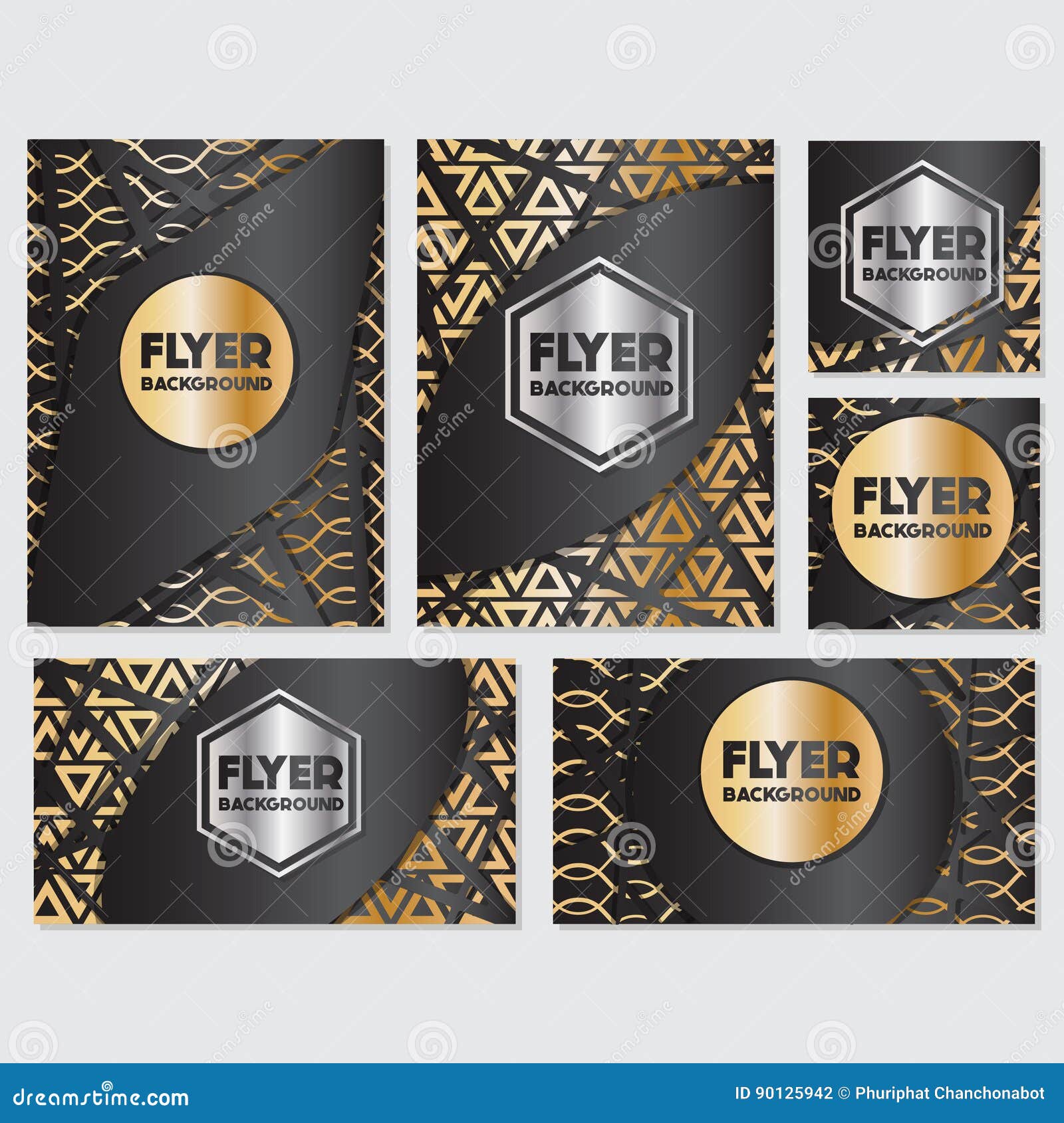 Gold Banner Background Flyer Style Design Template Stock Vector ...