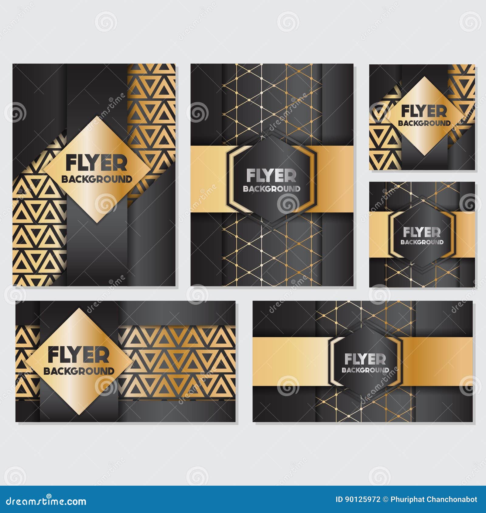 Gold Banner Background Flyer Style Design Template Stock Vector ...