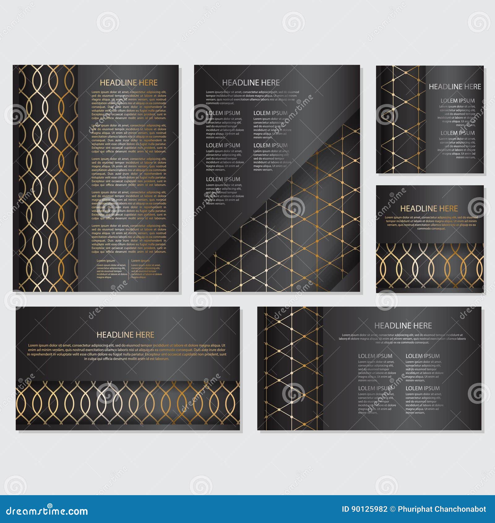 Gold Banner Background Flyer Style Design Template Stock Vector ...
