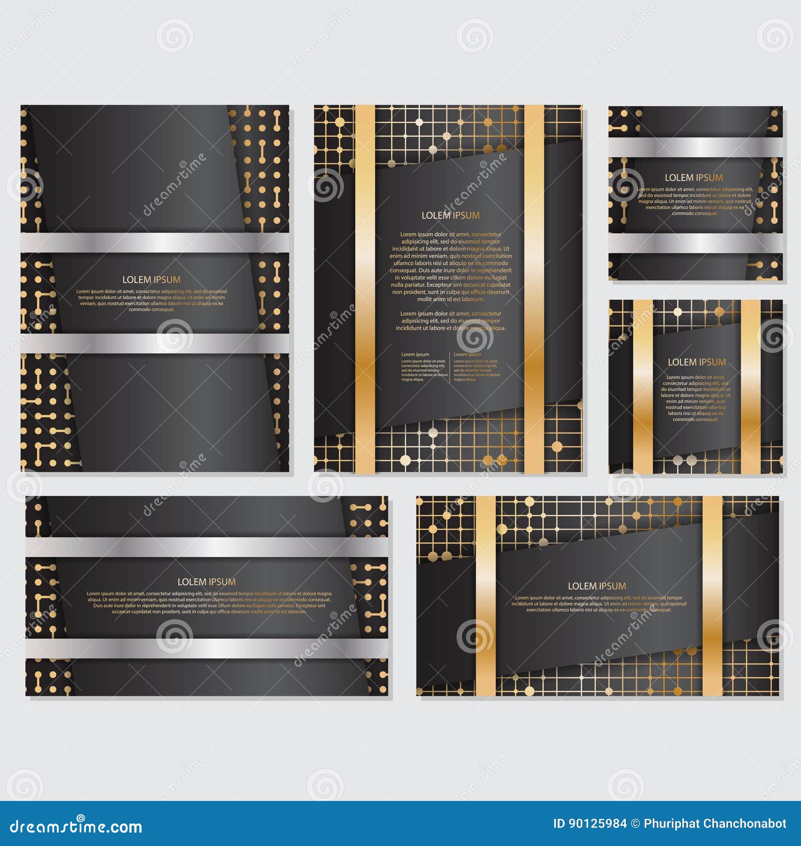 Gold Banner Background Flyer Style Design Template Stock Vector ...