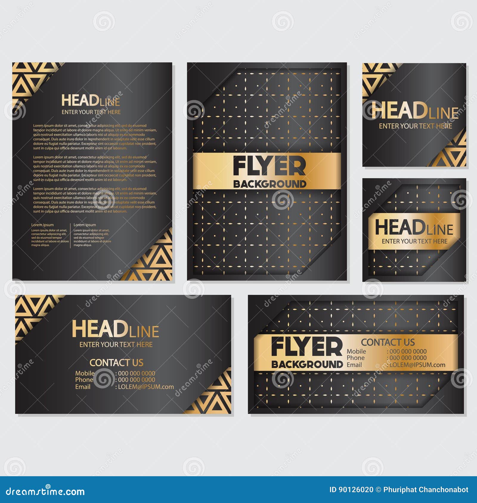 Gold Banner Background Flyer Style Design Template Stock Vector ...