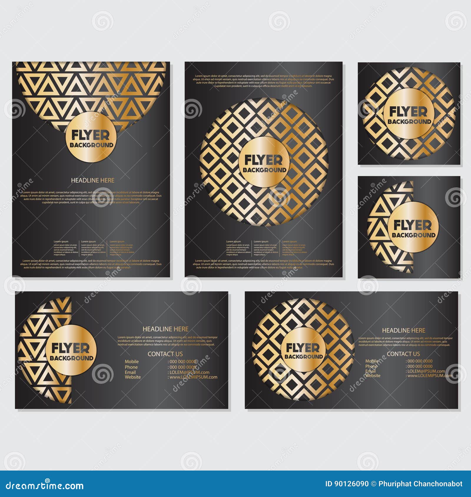 Gold Banner Background Flyer Style Design Template Stock Vector ...