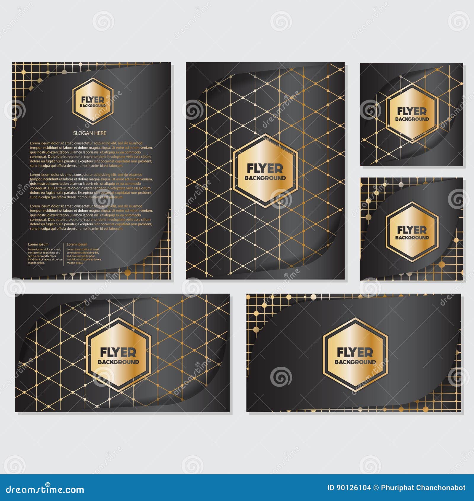 Gold Banner Background Flyer Style Design Template Stock Vector ...