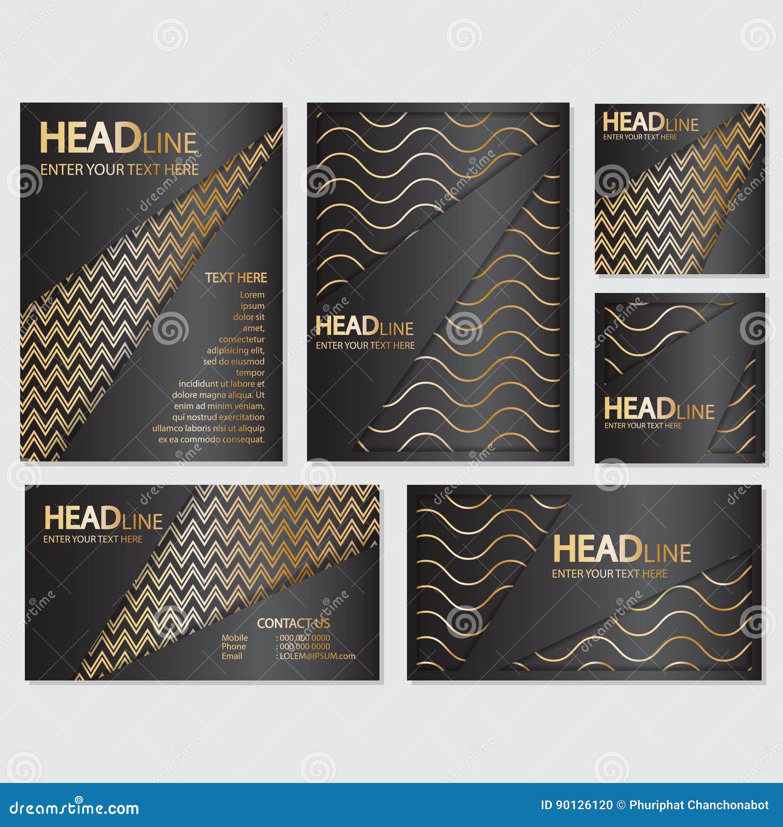 Gold Banner Background Flyer Style Design Template Stock Vector ...