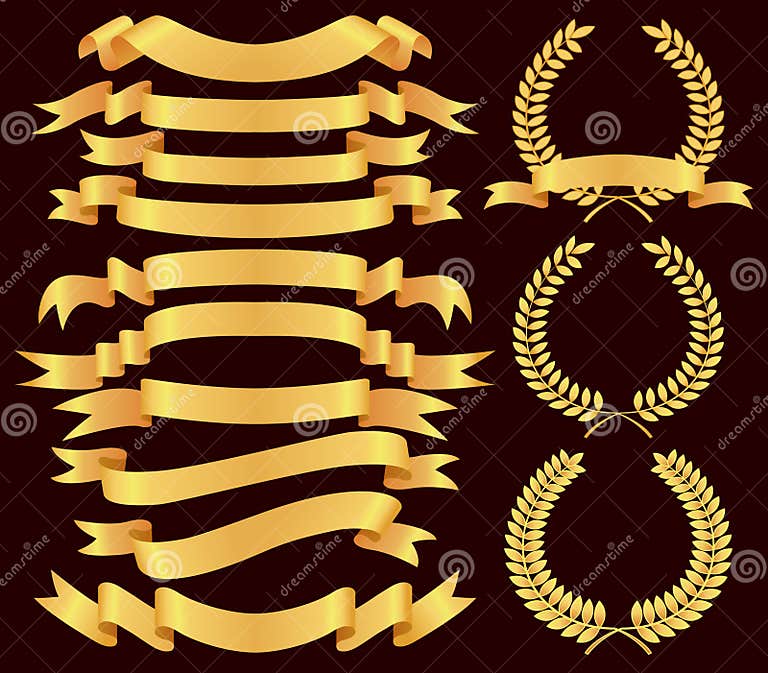 Gold banner set stock vector. Illustration of frame, caption - 18968050