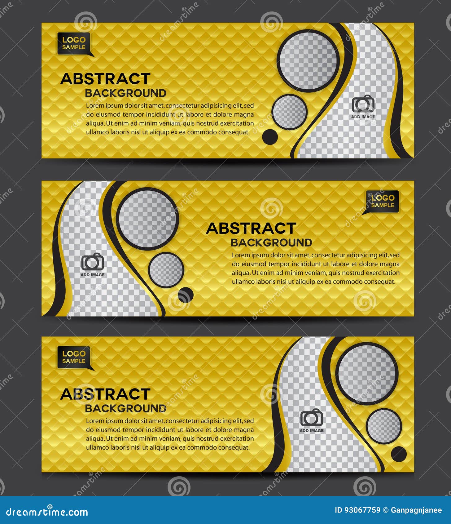 Gold Banner Template Vector, Horizontal Header, Advertisement Stock ...