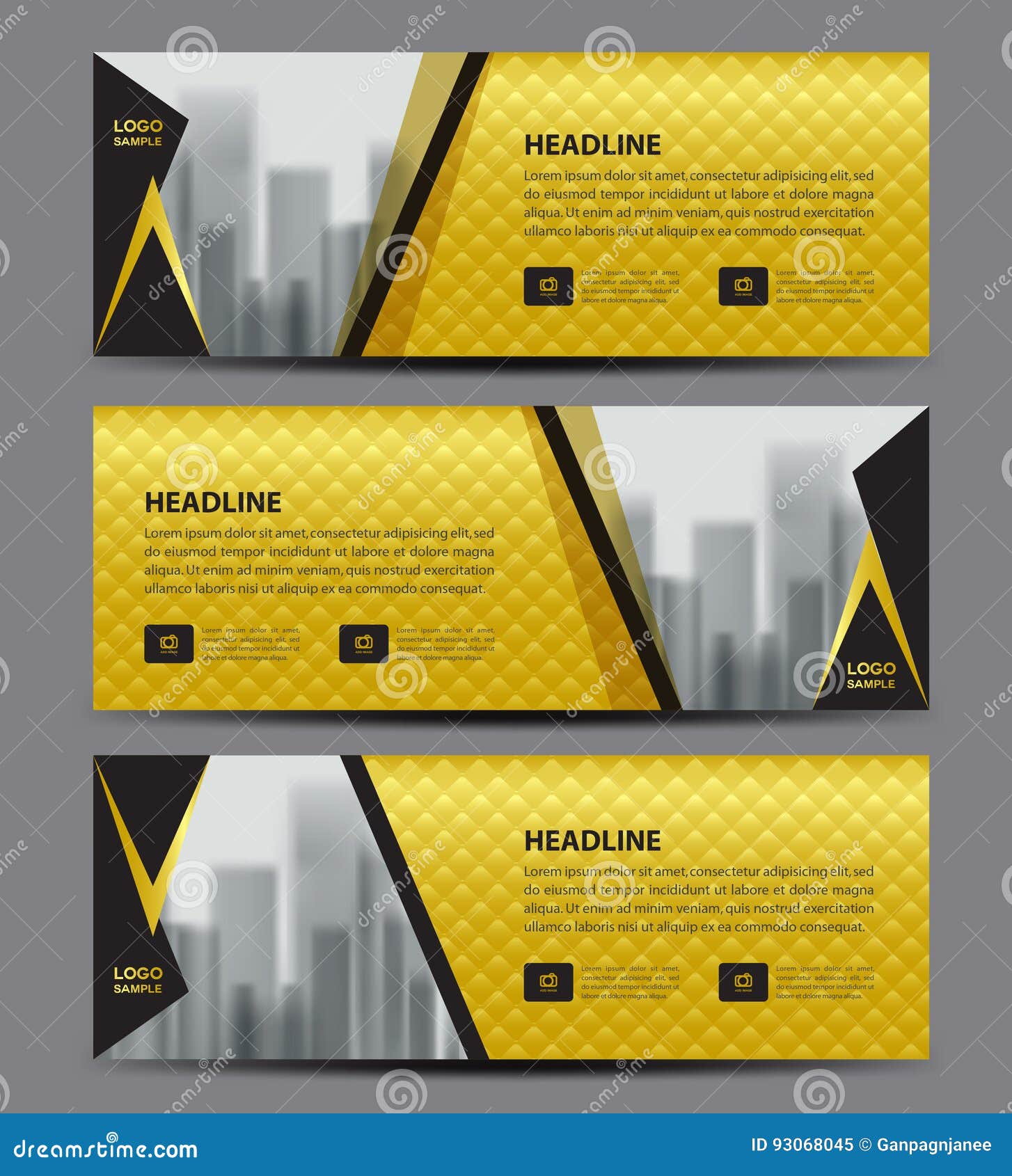 Gold Banner Template Vector, Horizontal Header, Advertising Stock ...