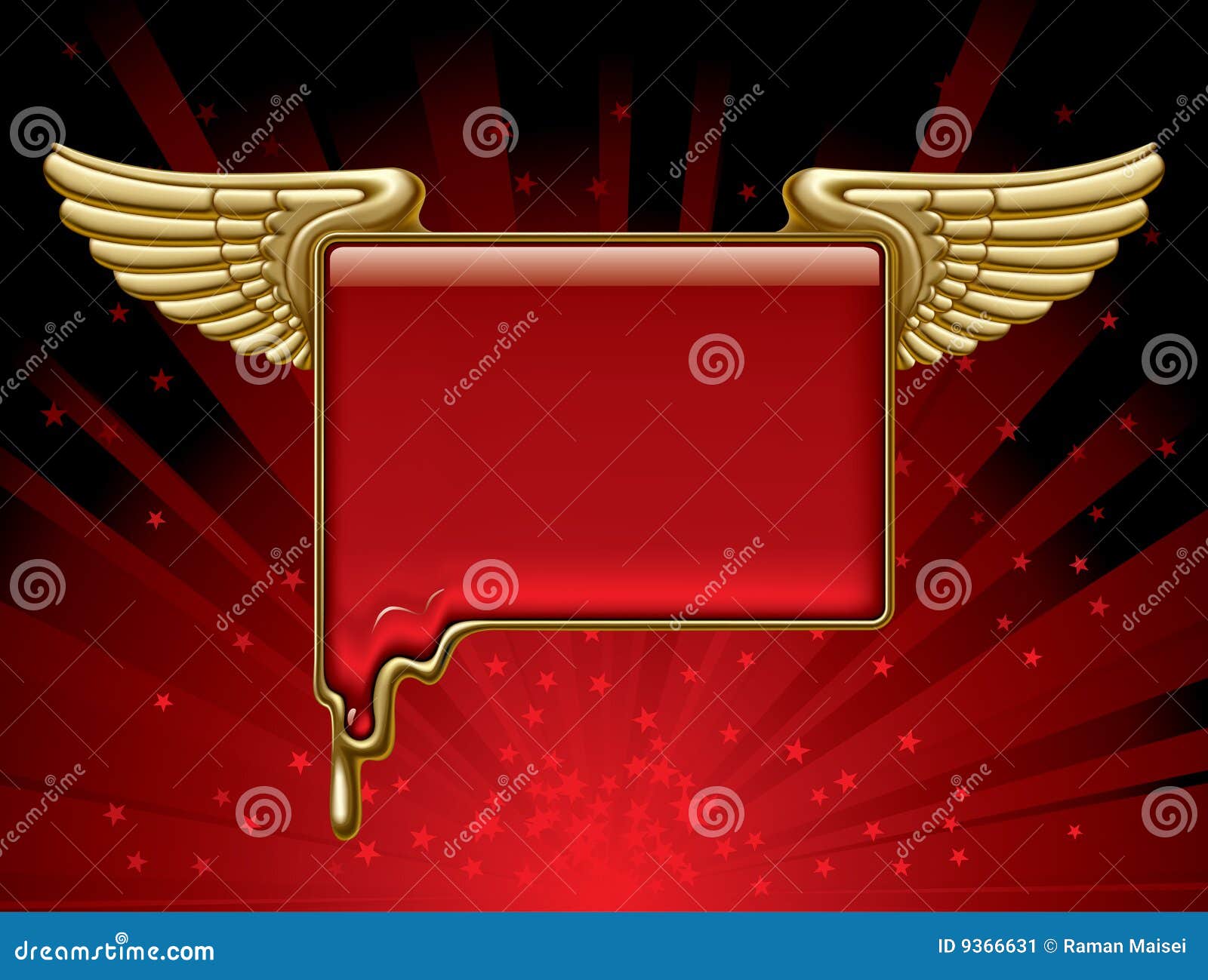Gold banner with wings stock vector. Illustration of badge - 9366631