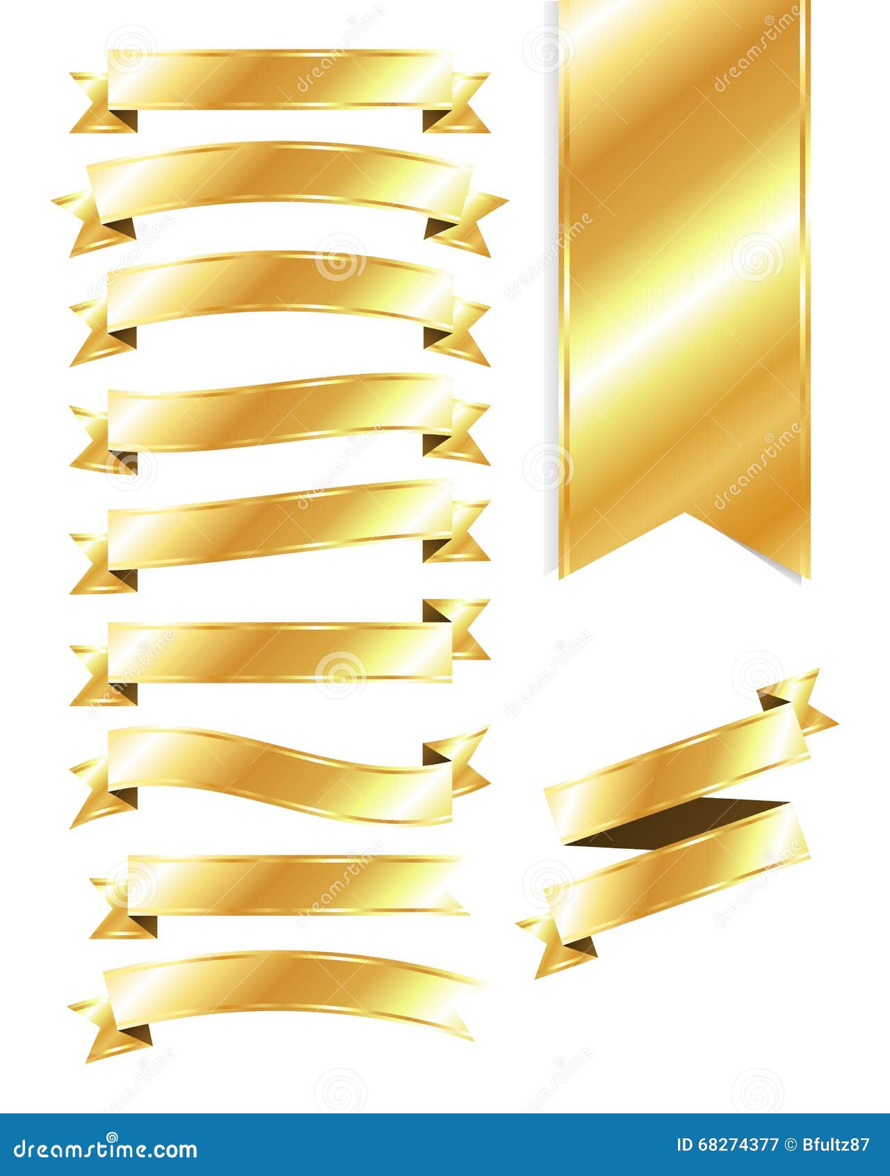 Gold Banners and Ribbons stock vector. Illustration of banner - 68274377