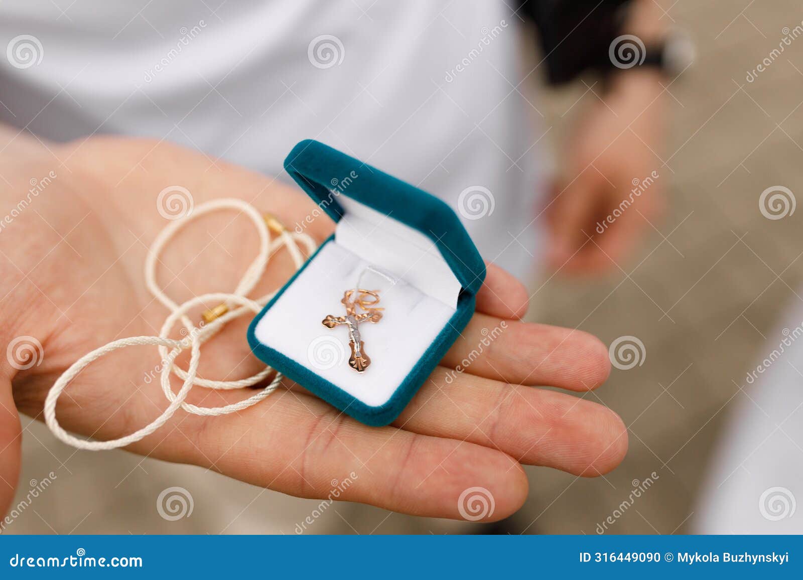 Gold Baptismal Cross in a Box Stock Photo - Image of spiritual, church ...