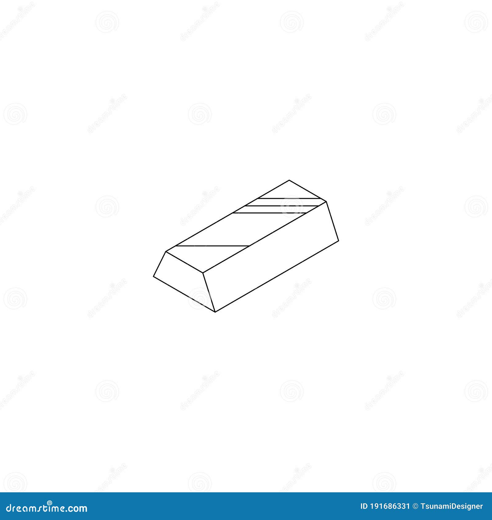 Gold Bar - Black Outline Icon Vector Isometric Stock Vector ...