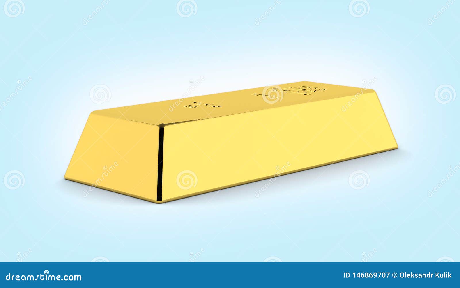 Gold Bar on Blue Gradient Background 3d Stock Illustration ...