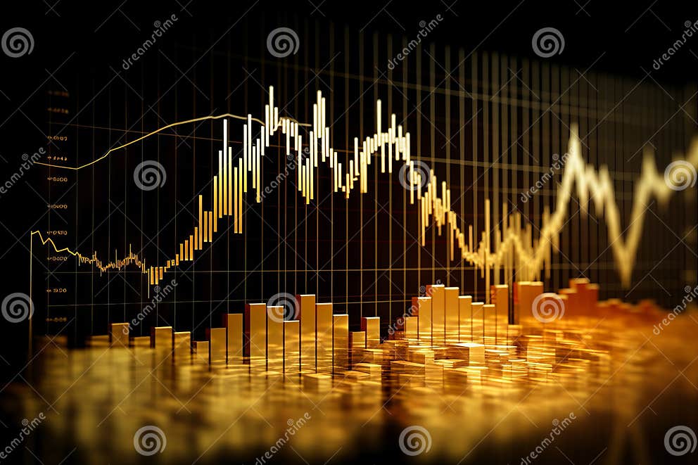 Gold Bar Chart with Black Background and Gold Bar Chart. Generative AI ...