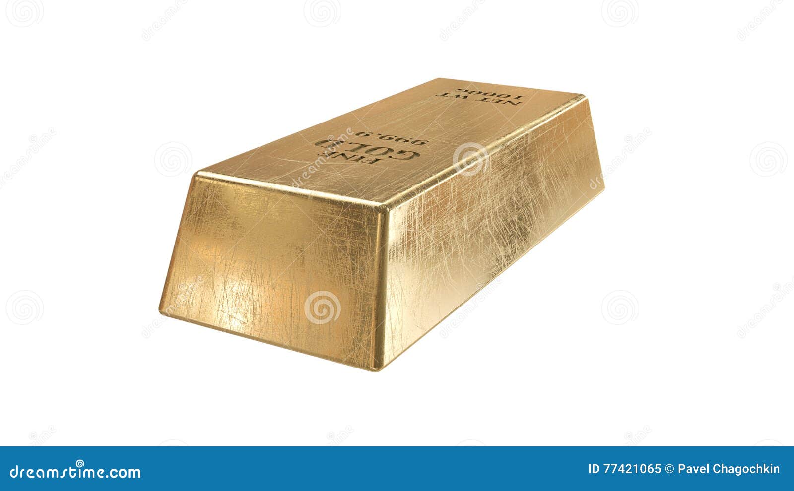Gold Bar. 3D Realistic Rendering. Isolate on White. Stock Image - Image ...