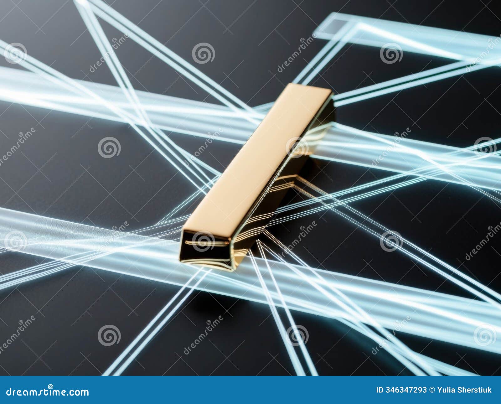 Gold Bar with a Digital Lines Background on Black. Stock Illustration ...
