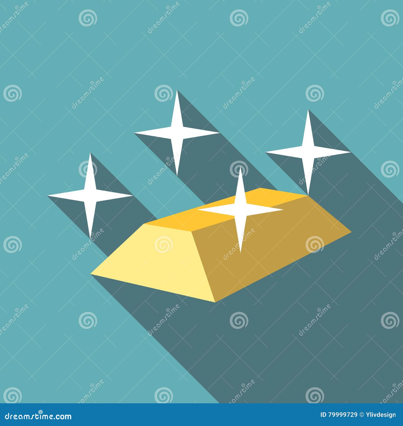 Gold bar icon, flat style stock vector. Illustration of nugget - 79999729