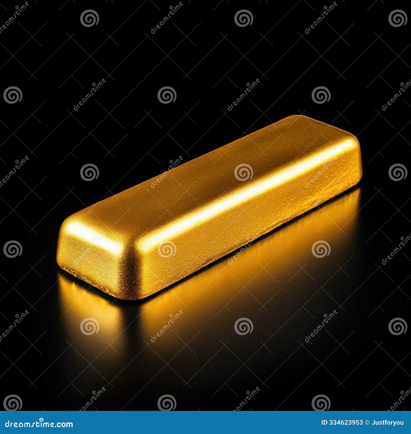 Gold Bar Isolated on Black Reflective Surface Stock Illustration ...
