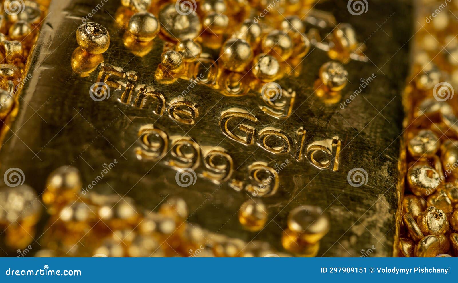 Gold Bar in a Pile of Gold Granules. Stock Image - Image of refining ...