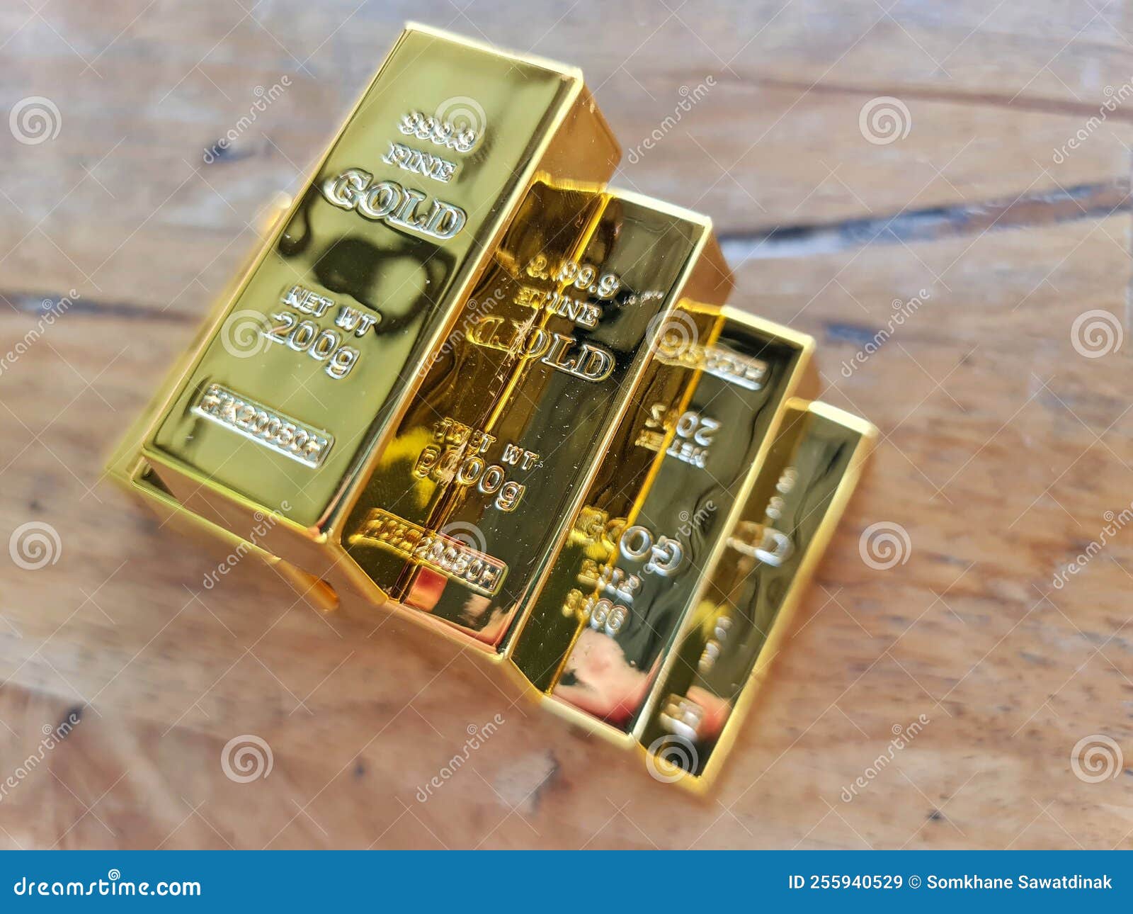Gold Bar Placed on the Wooden Floor Stock Image - Image of floor ...