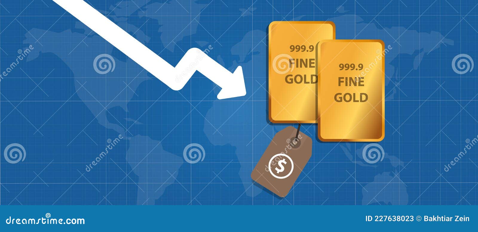 Gold Bar Precious Metal Going Down Decrease Drop Low Decline Trade ...