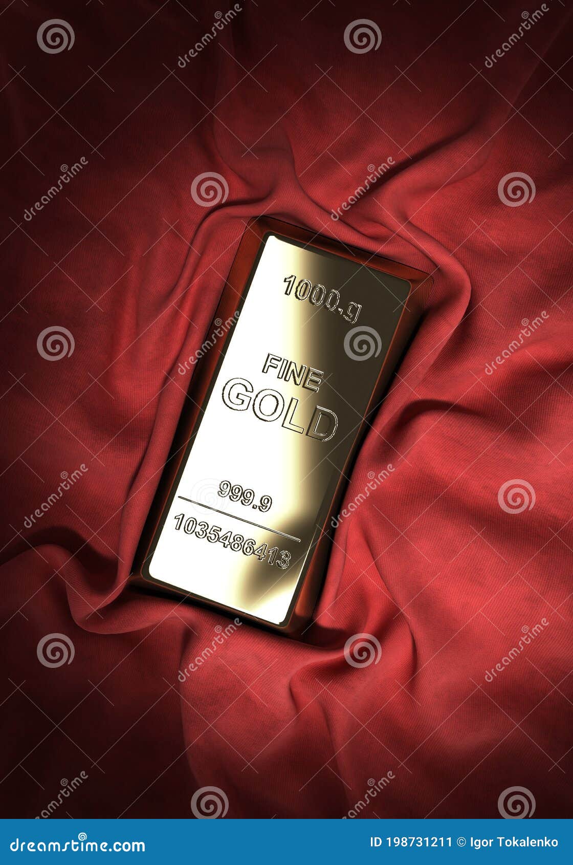 Gold Bar on Red Velor Pano Presentation Background 3d Render Image ...