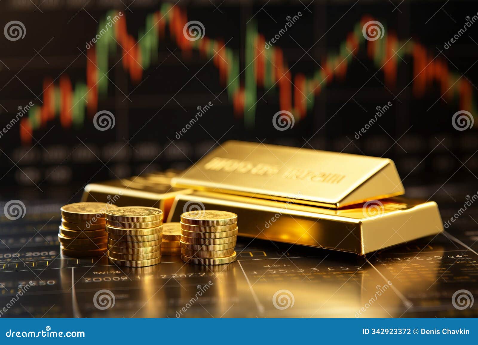 Gold Bar Resting on a Stocks and Shares Graph Stock Photo - Image of ...