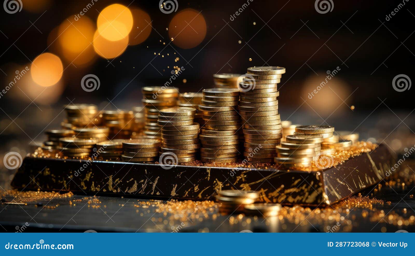 Gold Bar Stack and Investment Stock Graph Business Concept. Generative ...