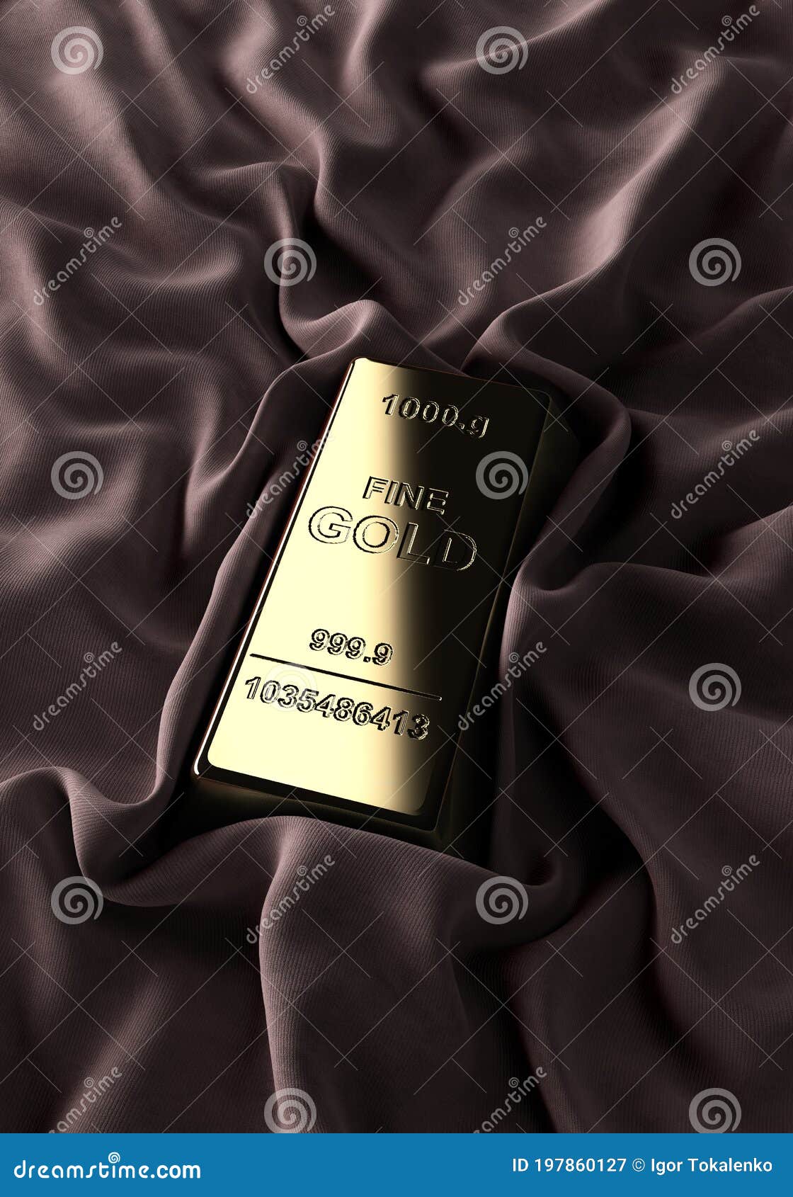 Gold Bar on Velor Pano Presentation Background 3d Render Image Stock ...