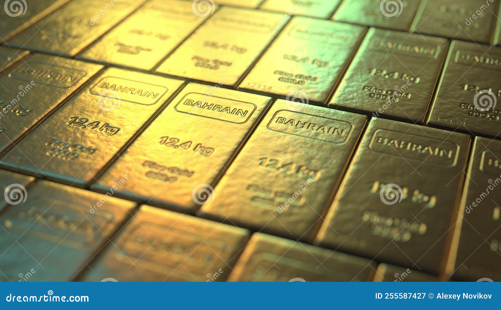 Gold Bars with BAHRAIN Text. Seamless Looping 3d Animation Stock Video ...