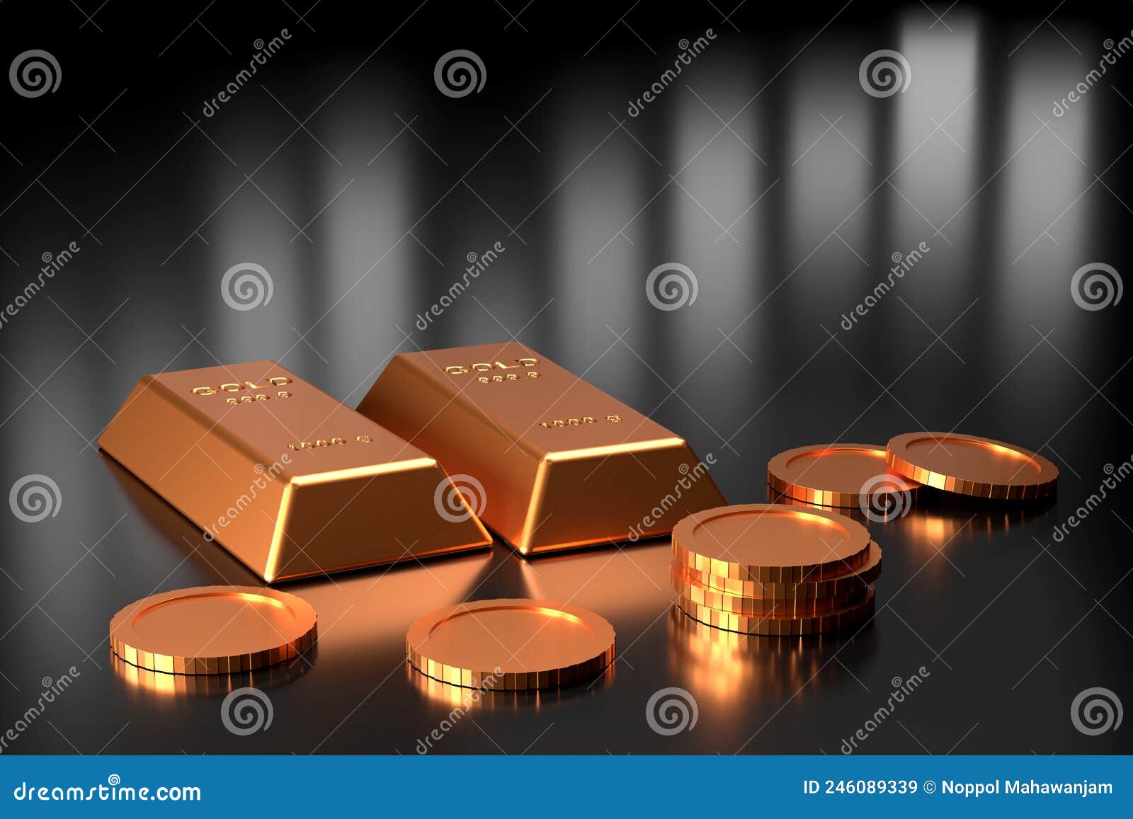 Gold Bars Banner Design. 3D Rendering Stock Illustration - Illustration ...