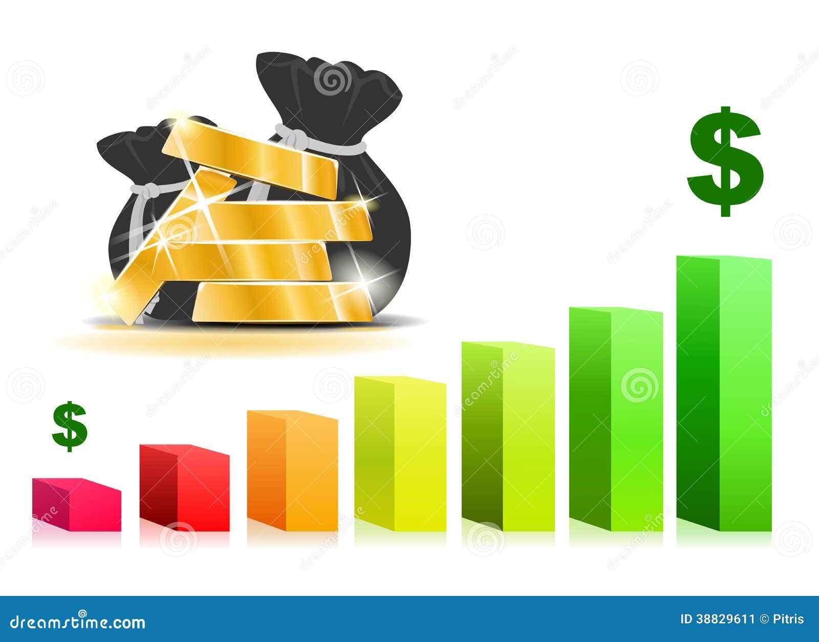Gold bars from bar graph stock vector. Illustration of finance - 38829611