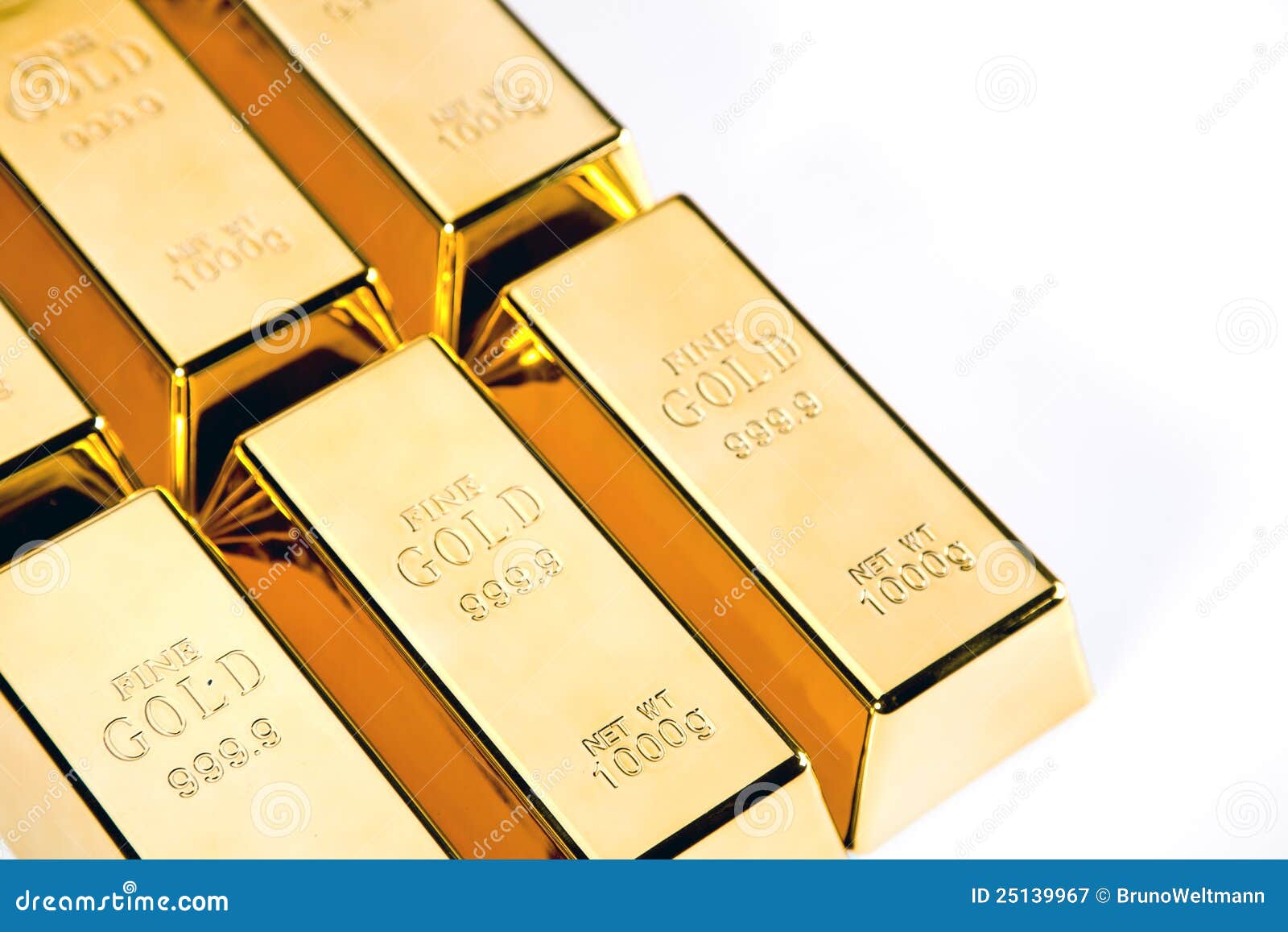 Gold Bars Closeup Top View on White Background Stock Image - Image of ...