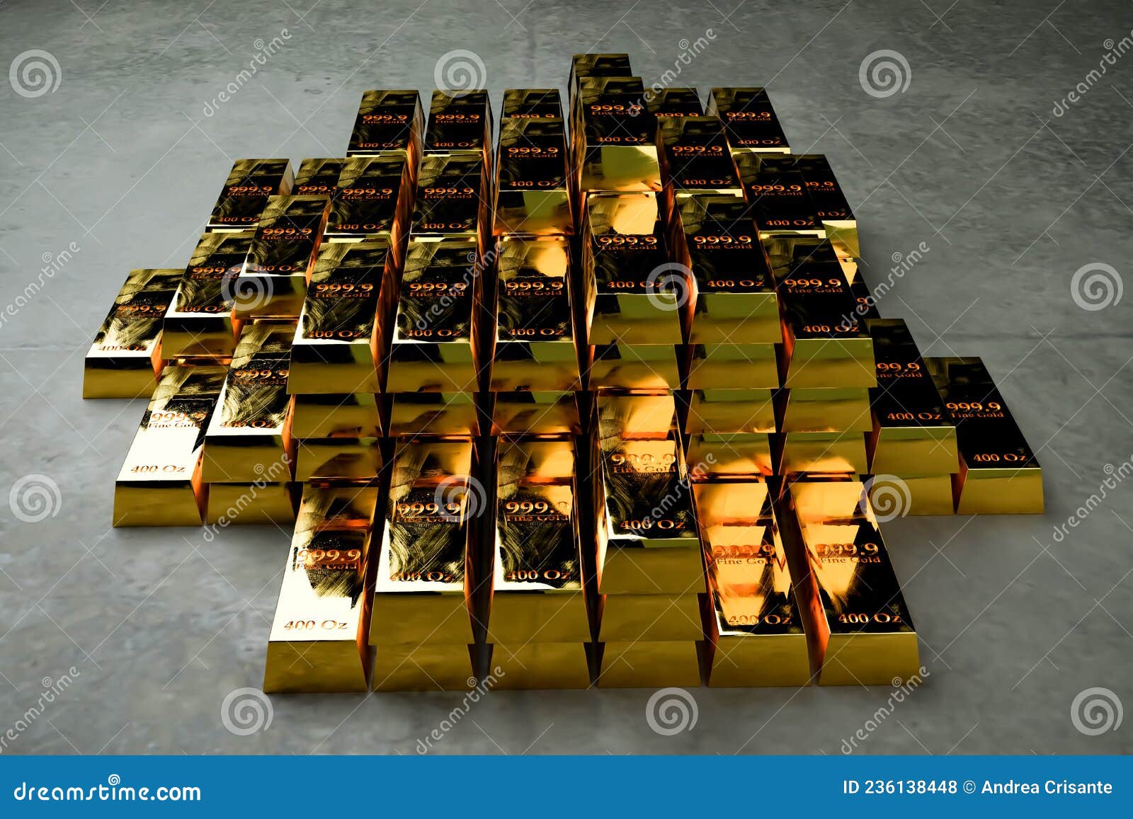 Gold Bars on Concrete Floor Stock Illustration - Illustration of bank ...