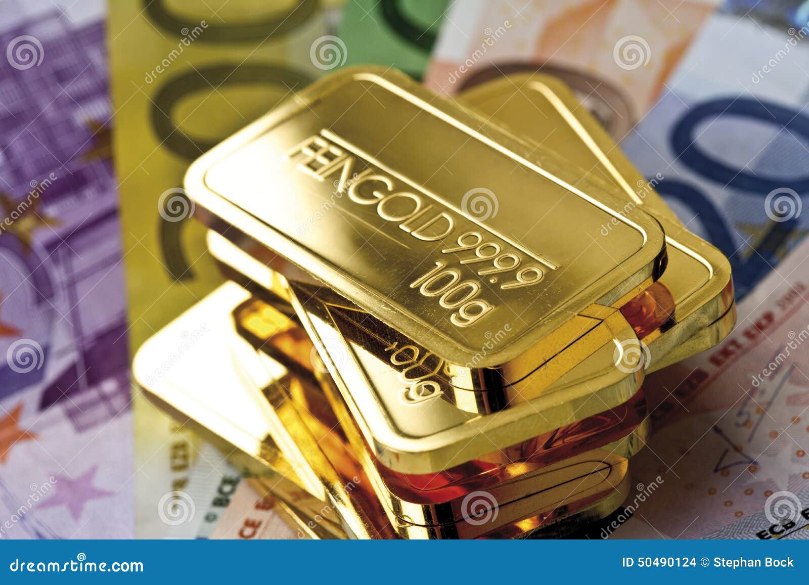Gold Bars and Euro Bank Notes Stock Photo - Image of gleaming, banknote ...